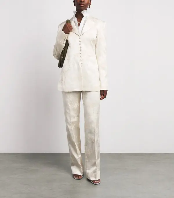GANNI Satin Floral Tailored Trousers