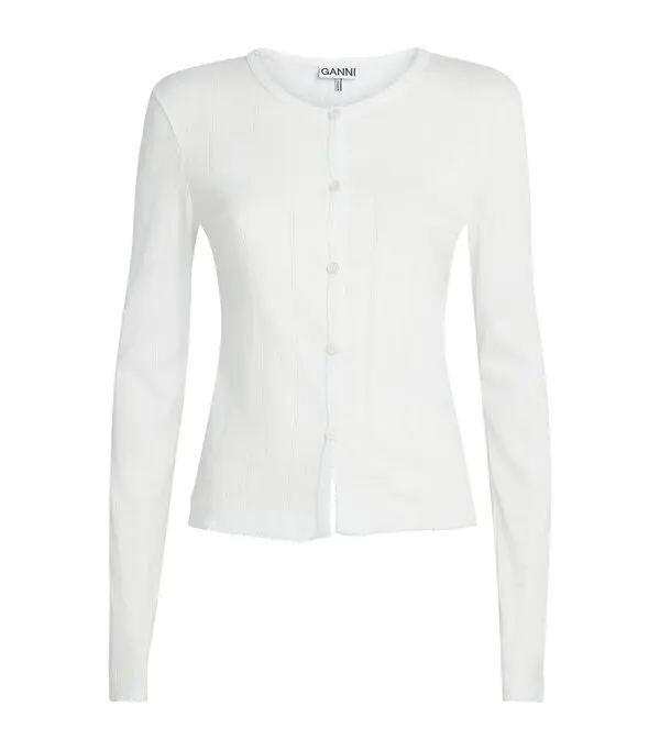 GANNI Organic Cotton Pointelle Cardigan