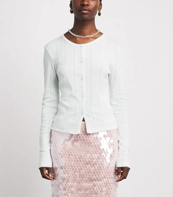 GANNI Organic Cotton Pointelle Cardigan