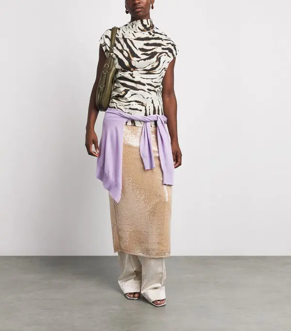 GANNI Stretch-cotton Zebra Sleeveless Blouse