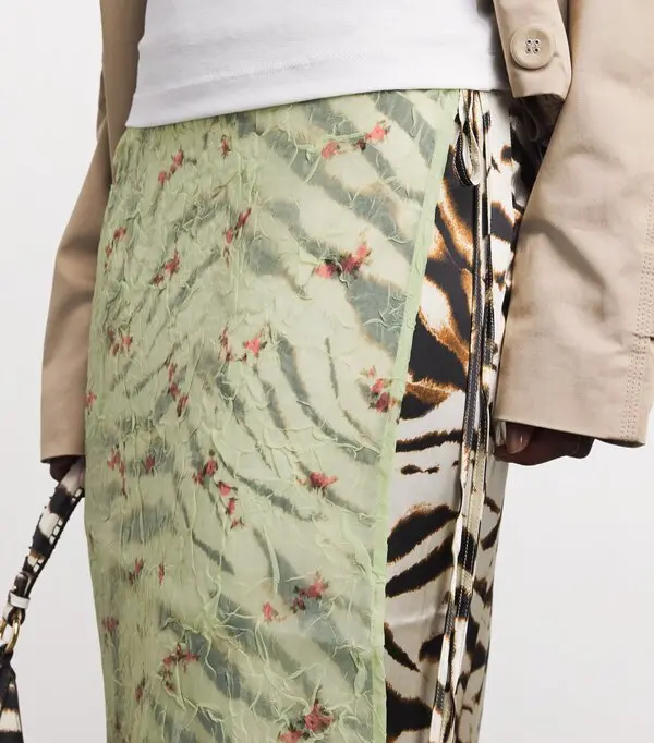 GANNI Printed Midi Wrap Skirt