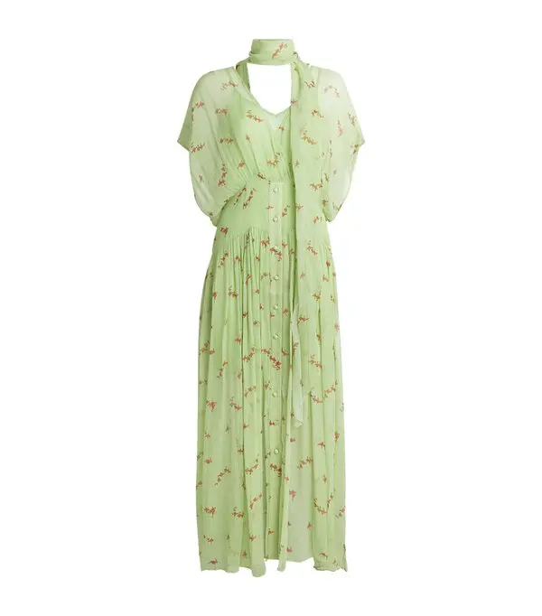 GANNI Organic Silk Floral Midi Dress