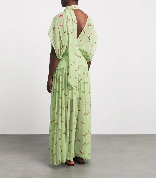 GANNI Organic Silk Floral Midi Dress