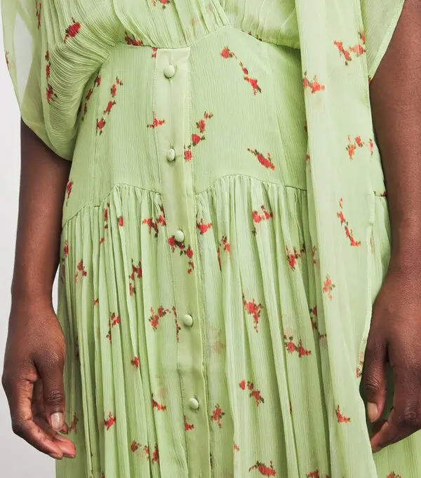 GANNI Organic Silk Floral Midi Dress