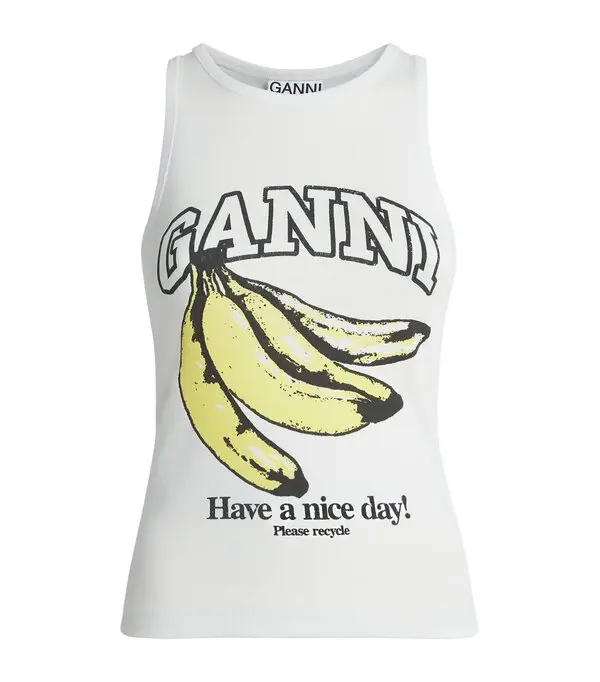 GANNI Organic Cotton Graphic Tank Top