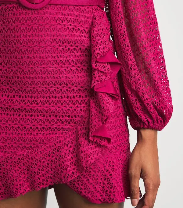PatBO Crochet-trim Plunge-neck Mini Dress
