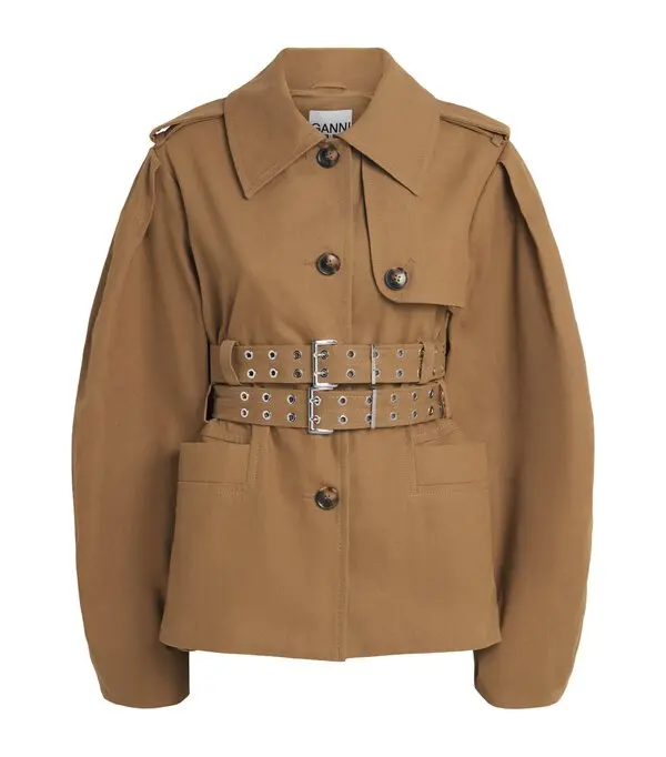 GANNI Cotton Belted Workwear Jacket