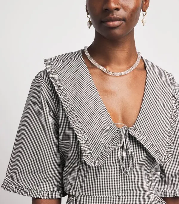 GANNI Cotton Gingham Midi Dress