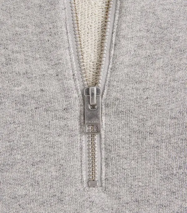 FRAME Wool-cotton Half-zip Sweater - Grey