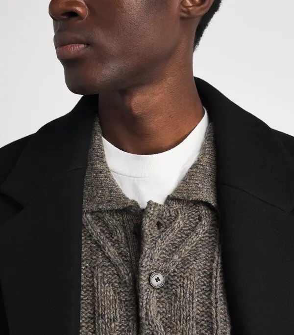 FRAME Wool-blend Cable-knit Polo Sweater