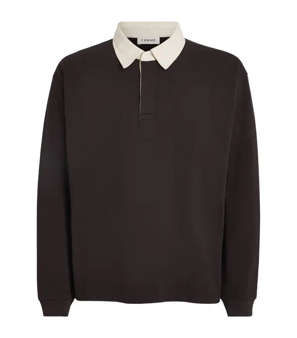 FRAME Contrast-collar Rugby Polo Shirt - Brown