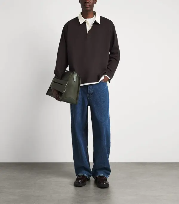 FRAME Contrast-collar Rugby Polo Shirt - Brown