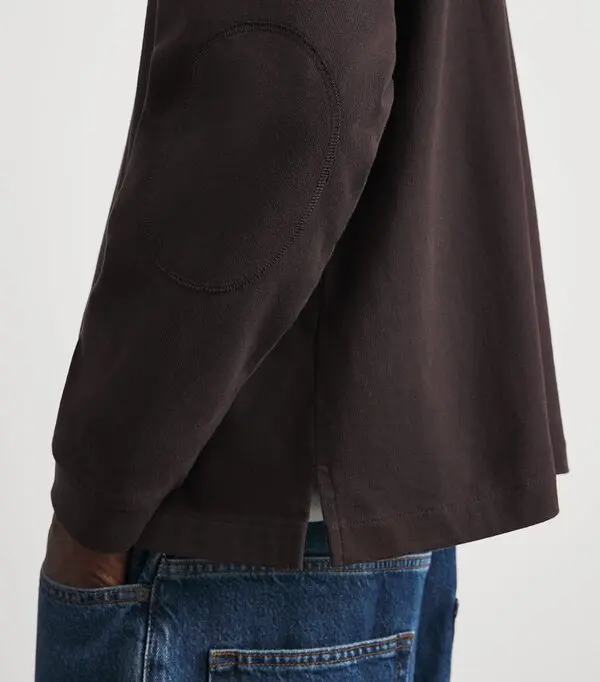 FRAME Contrast-collar Rugby Polo Shirt - Brown