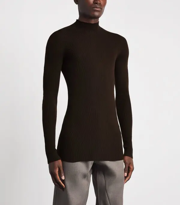 Rick Owens Virgin Wool Ribbed Turtleneck Sweater