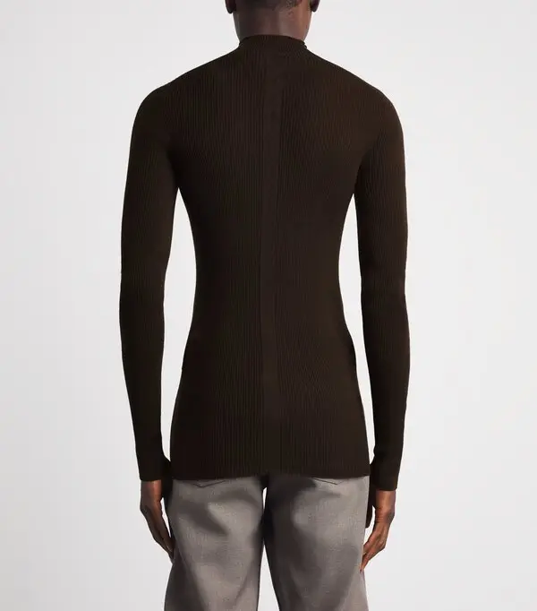 Rick Owens Virgin Wool Ribbed Turtleneck Sweater