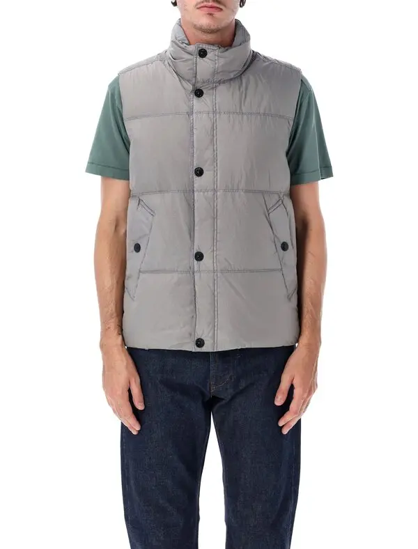 Stone Island Puffer Vest With Stand Collar - Grigio