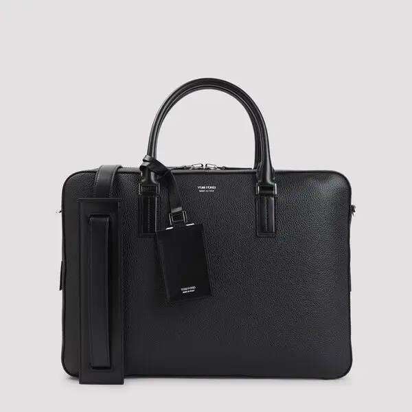 TOM FORD Elliot Soft Grain Leather Briefcase - Black