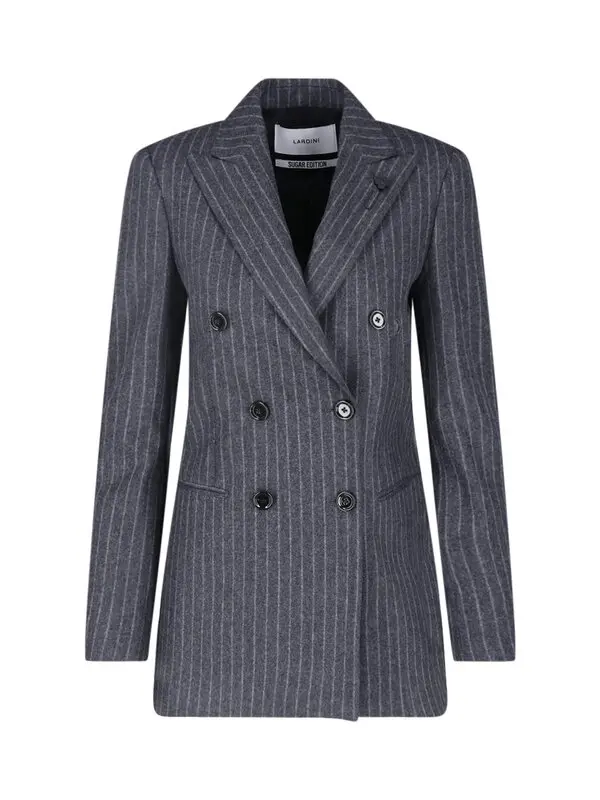 LARDINI Double-breasted Pinstripe Blazer - Grey
