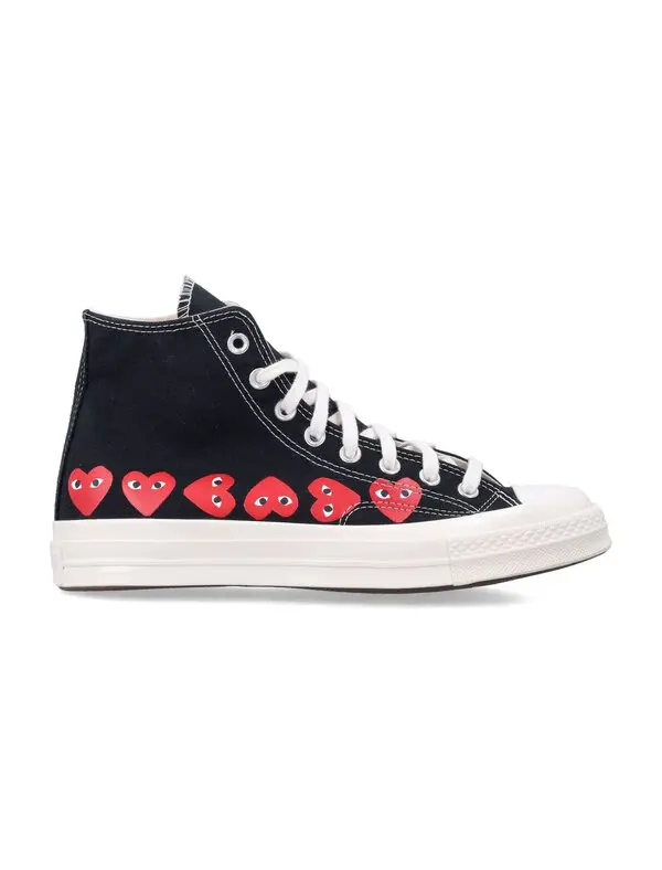 CONVERSE X COMME DES GARONS PLAY High Top Canvas Sneakers With Graphic Heart Print - Nero