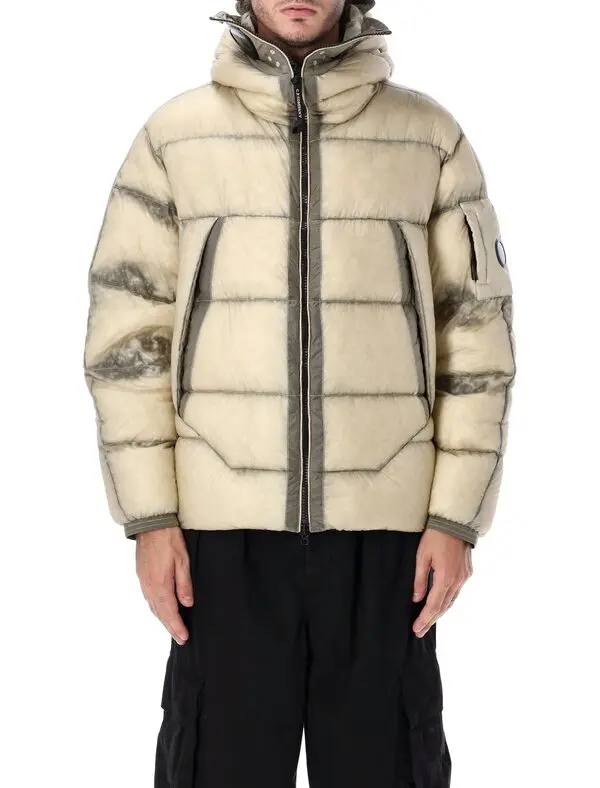 C.P. COMPANY Quilted Hooded Puffer Jacket - Silver Birch