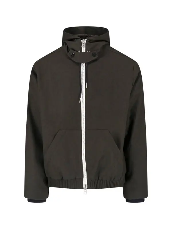 Sacai Wool-blend Knit Zip-up Hoodie With Cupro Lining