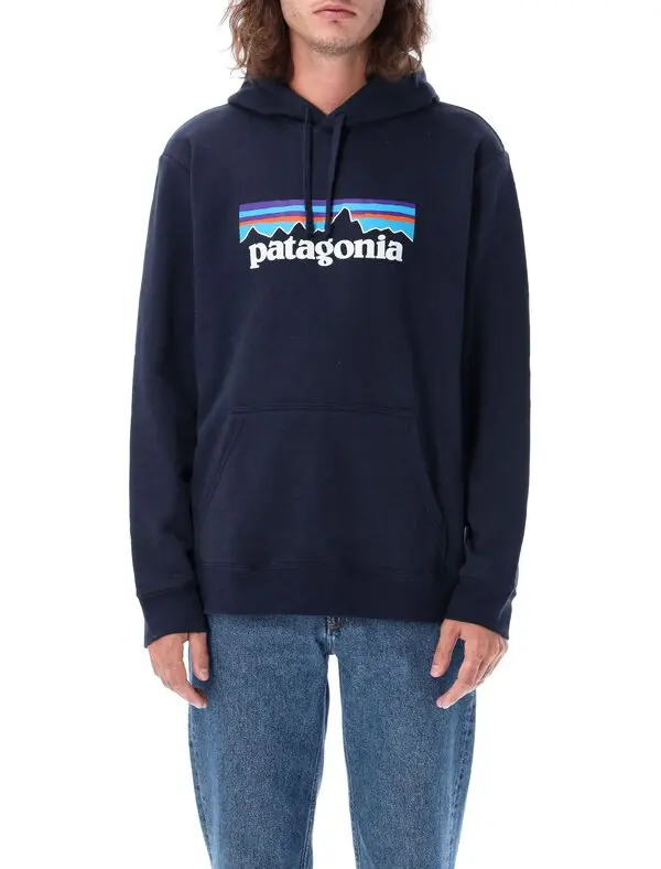 Patagonia Recycled Cotton-polyester Pullover Hoodie With P-6 Logo - Blu