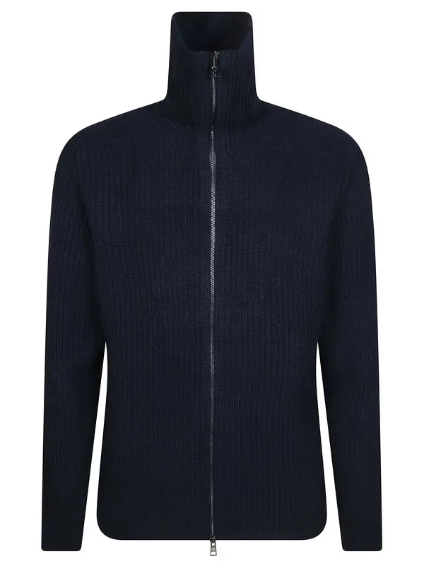 Tagliatore Zip-up Wool Blend Sweater - Blu
