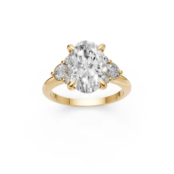 AYA FINE JEWELRY 2.96 Ct Oval Lab Grown Diamond Three Stone Engagement Ring In 10k Gold - Yellow