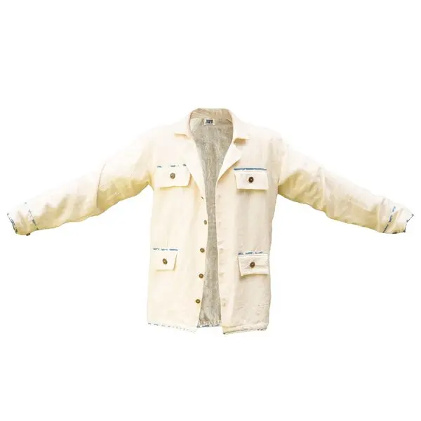 JIWYA Deodar Jacket Handspun Khadi With Bagh Print Accents - Blue