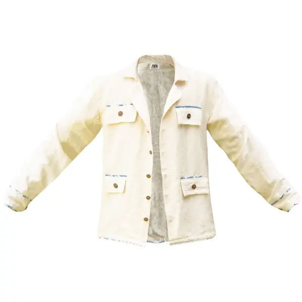JIWYA Deodar Jacket Handspun Khadi With Bagh Print Accents