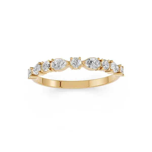 AYA FINE JEWELRY Pear & Round Prong Setting Lab Diamond Eternity Wedding Band In 10k Gold - Yellow