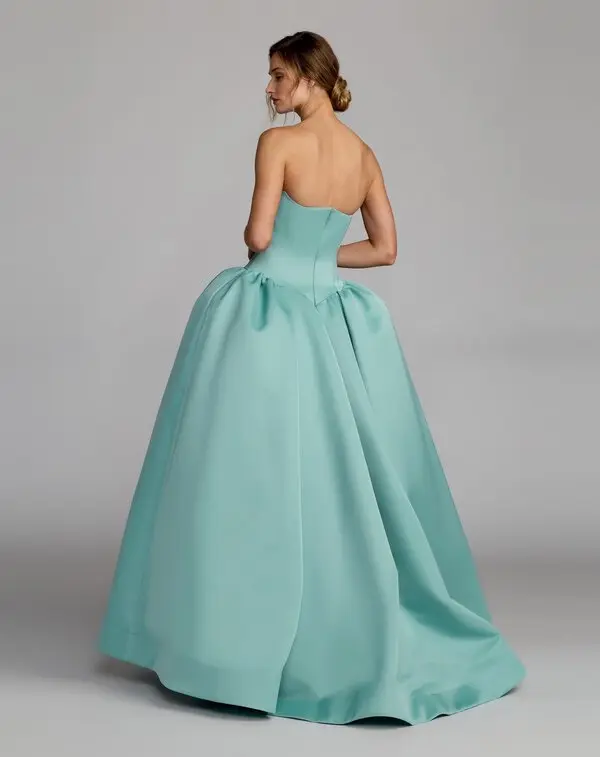 MAC DUGGAL COLLECTION Blue Strapless Satin Corset Ball Gown