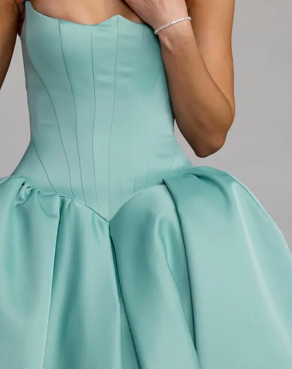 MAC DUGGAL COLLECTION Blue Strapless Satin Corset Ball Gown