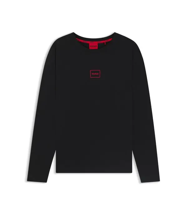 Hugo Logo-print T-shirt In Stretch Cotton - Black