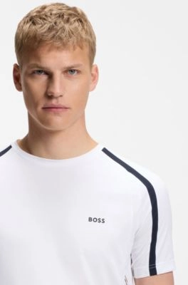 BOSS Active Slim-fit T-shirt In Stretch Fabric With Contrast Inserts
