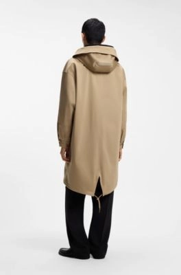 Hugo Water-repellent Parka In Stretch-cotton Satin