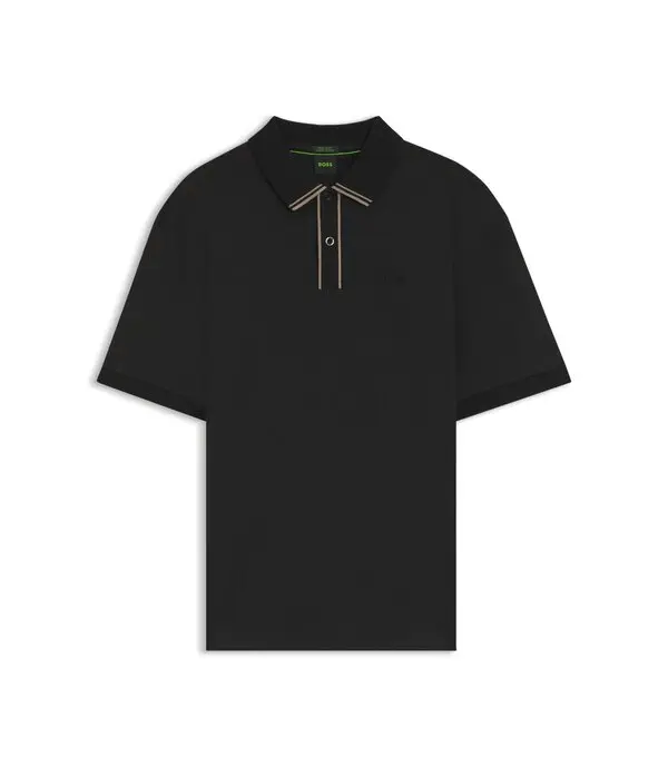 BOSS Striped-trim Polo Shirt In Interlock Cotton