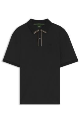 BOSS Striped-trim Polo Shirt In Interlock Cotton