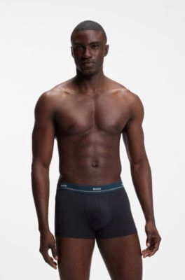 BOSS Five-pack Of Stretch-cotton Trunks With Logo Waistbands - Light Blue