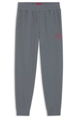 Hugo Cuffed Loungewear Pants In Stretch Cotton With Logo Print