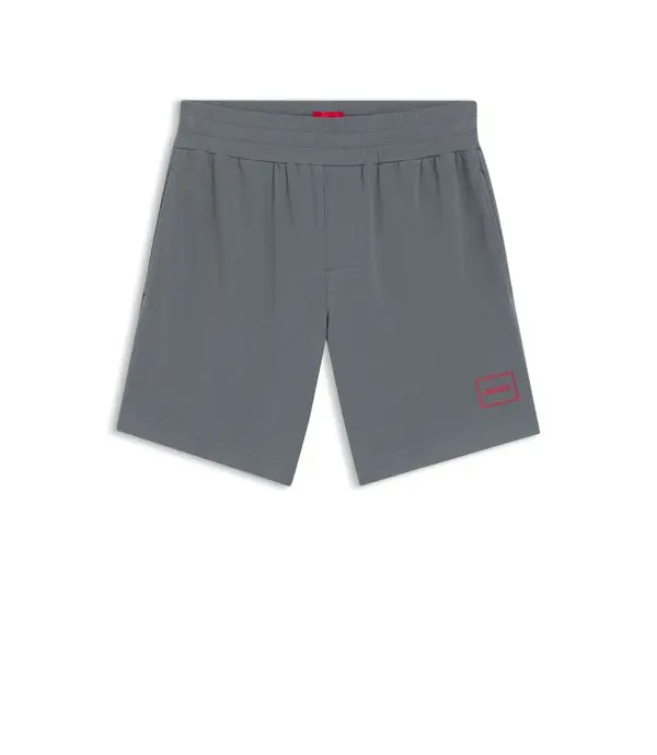 Hugo Logo-print Loungewear Shorts In Stretch Cotton - Grey
