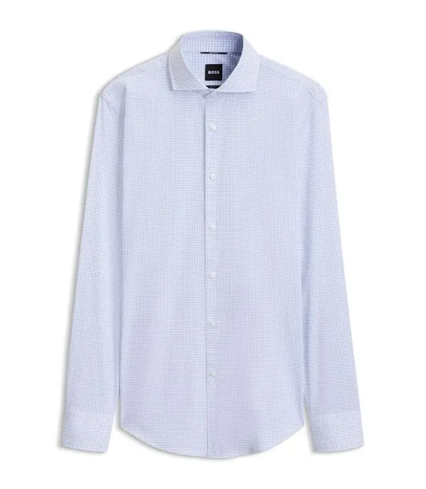 BOSS Slim-fit Checked Shirt In Performance Stretch