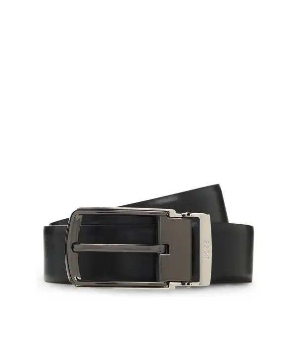 BOSS Reversible Leather Belt With Smooth And Textured Finishes