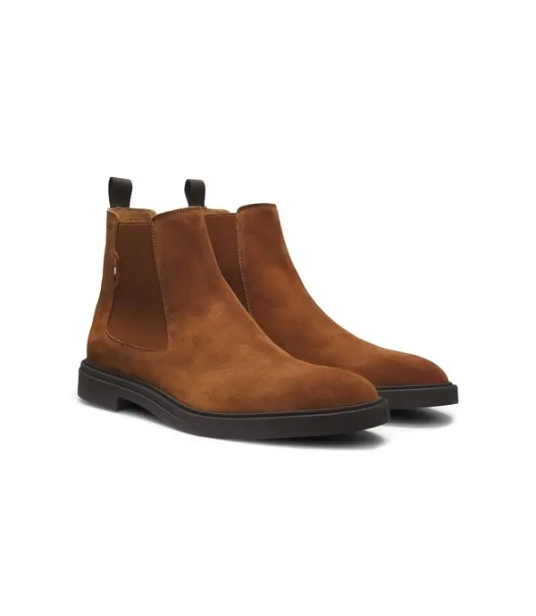 BOSS Suede Chelsea Boots With Signature Stitching