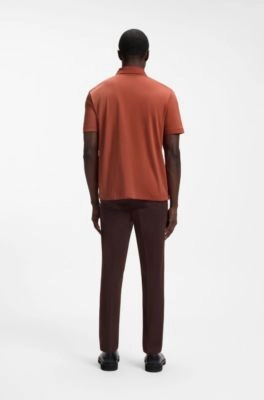 BOSS Polo Shirt In Mercerized Cotton With Double B Monogram - Dark Red