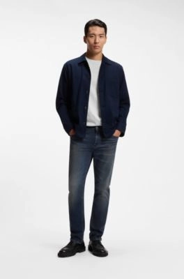 BOSS Slim-fit Jeans In A Dark-blue Stretch-cotton Blend