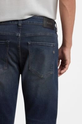 BOSS Slim-fit Jeans In A Dark-blue Stretch-cotton Blend