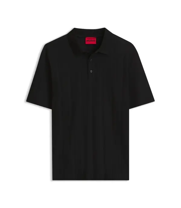 Hugo Relaxed-fit Mercerized-cotton Polo Shirt With Herringbone Stripes