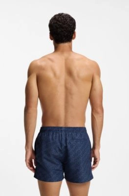 Hugo Quick-dry Swim Shorts With All-over Logo Print