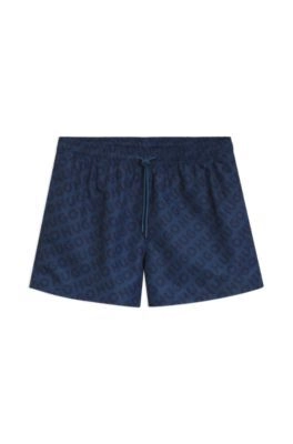 Hugo Quick-dry Swim Shorts With All-over Logo Print